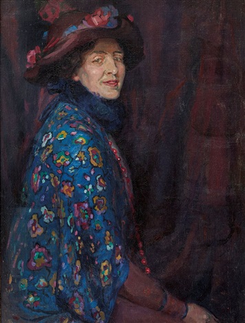 Purple and Blue Portrait of Elsie Rix circa 1911-1913 by Emily Hilda ...